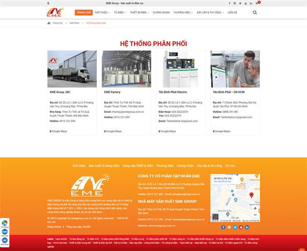 Mẫu website thiết bị điện, thi công xây lắp EME Group - BẮC VIỆT
