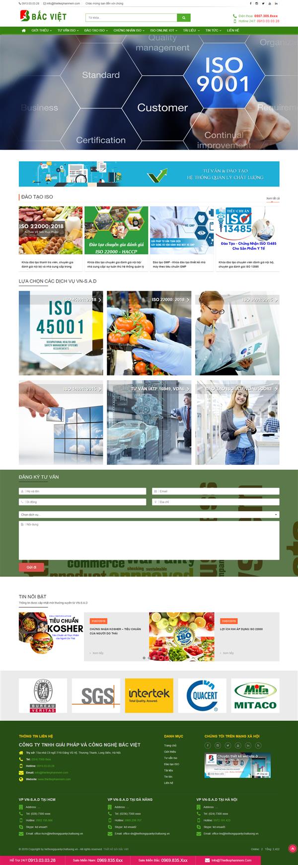 Mẫu trang web dịch vụ đào tạo hệ thống quản lý chất lượng